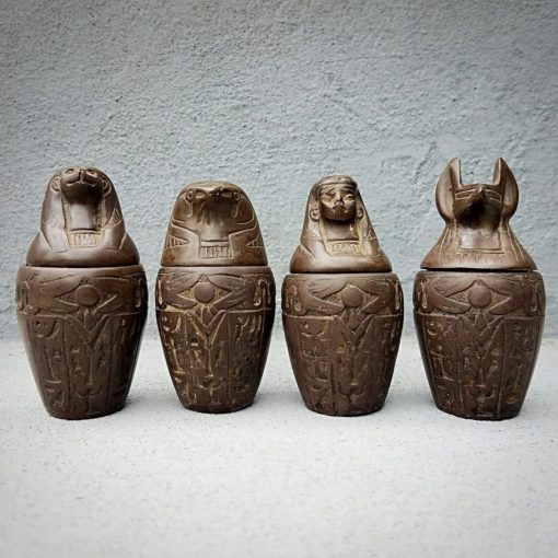 4 Canopic Jars, Egyptian Statue, Death Jar, Anubis, Embalming, Dark ...