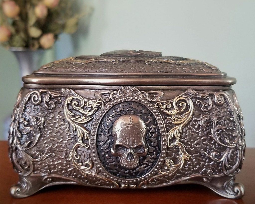 Bronze Skull Jewelry Box, Gothic Decor, Skull Trinket Box - Oddities ...
