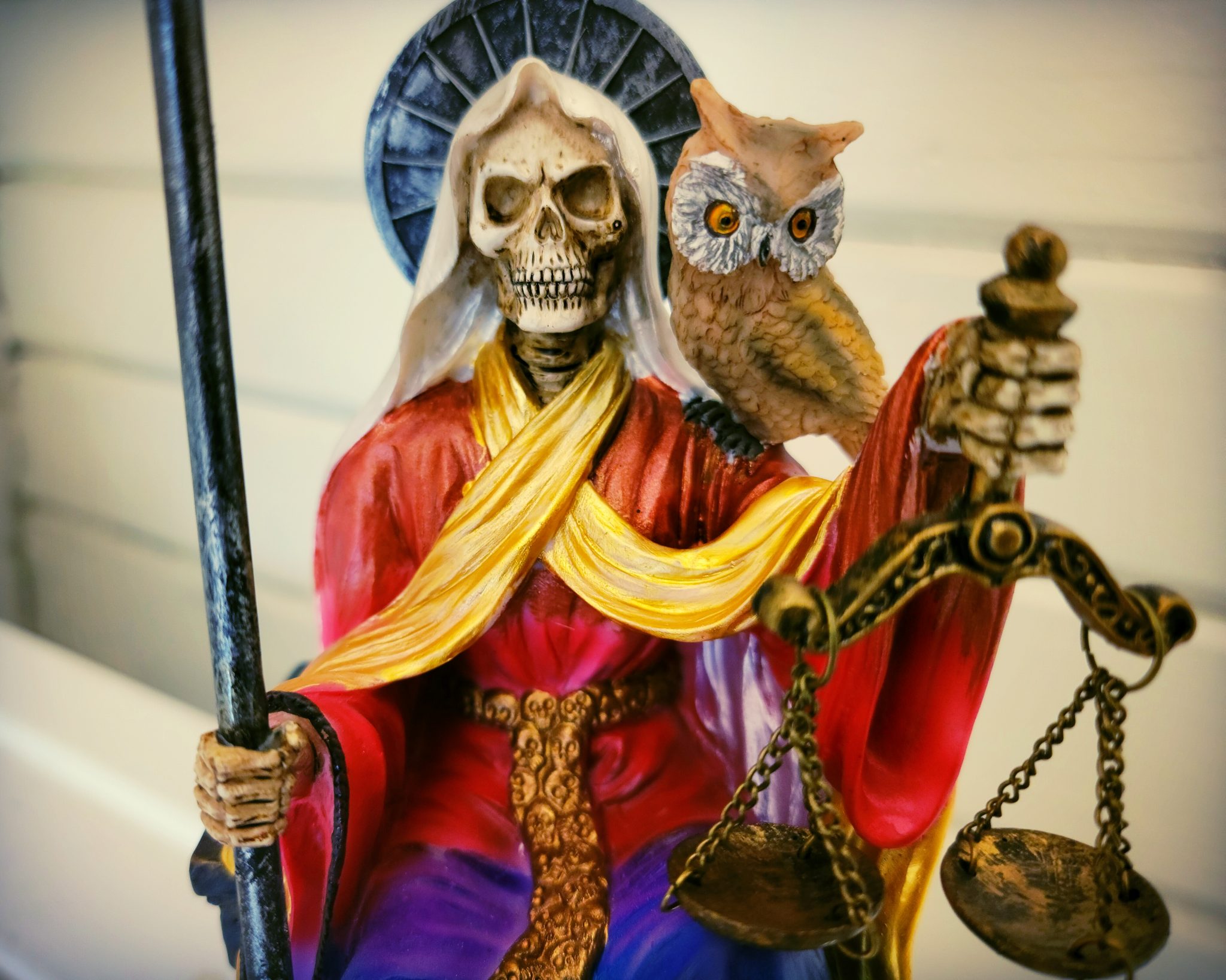Santa Muerte Statue on Throne, Holy Death Altar Piece, Reaper Deity ...