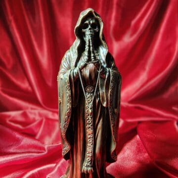 Bronze Santa Muerte with Rosary, Santa Muerte Altar Statue - Oddities ...