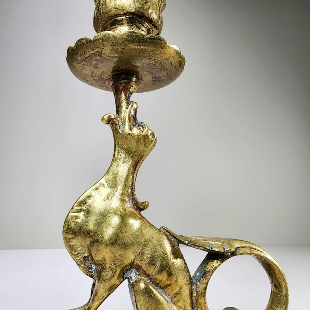 Antique Brass Griffin Candle Holder w/ Snuffer - Oddities For Sale has ...