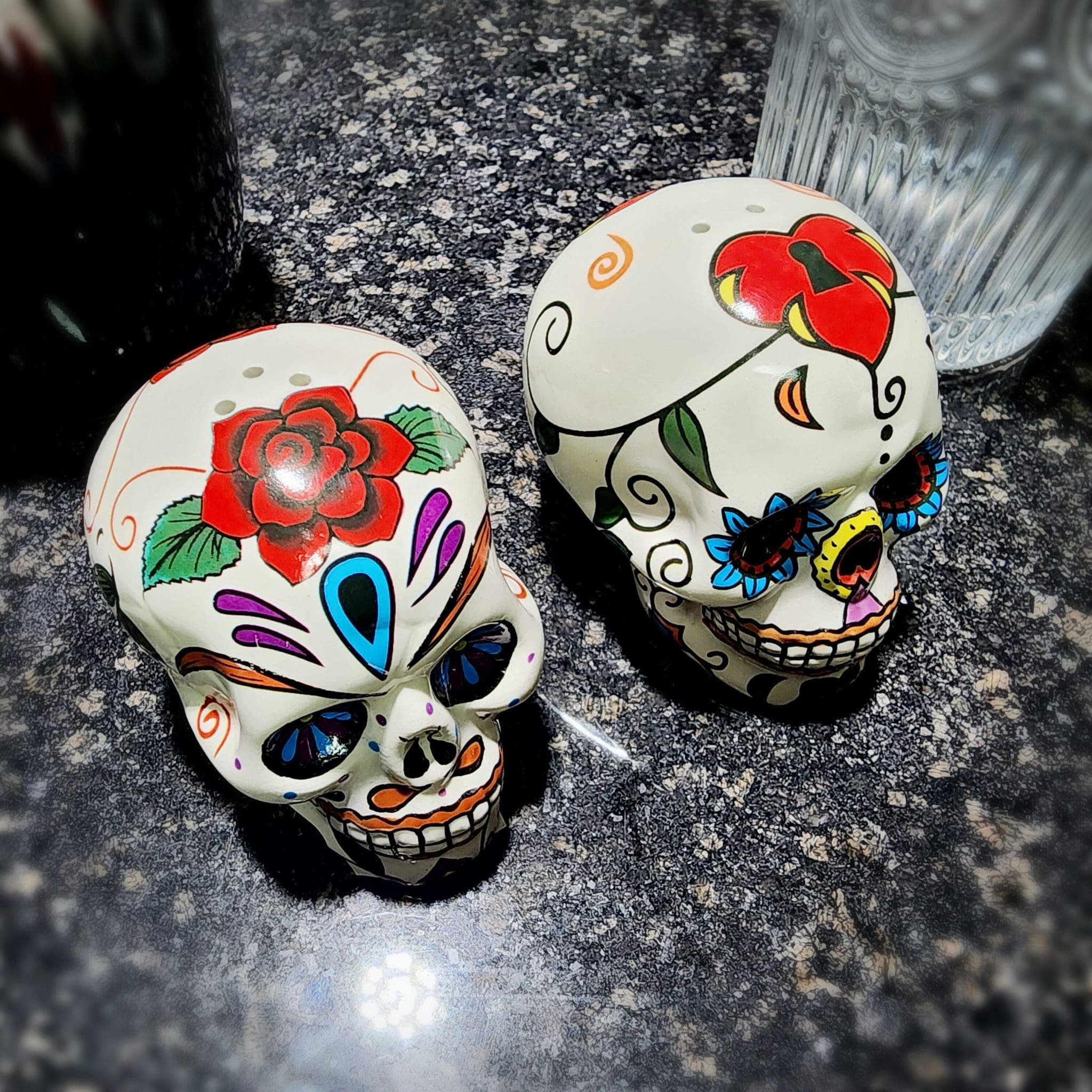Sugar Skull Salt & Pepper Shakers, Day of the Dead Skulls - Oddities ...