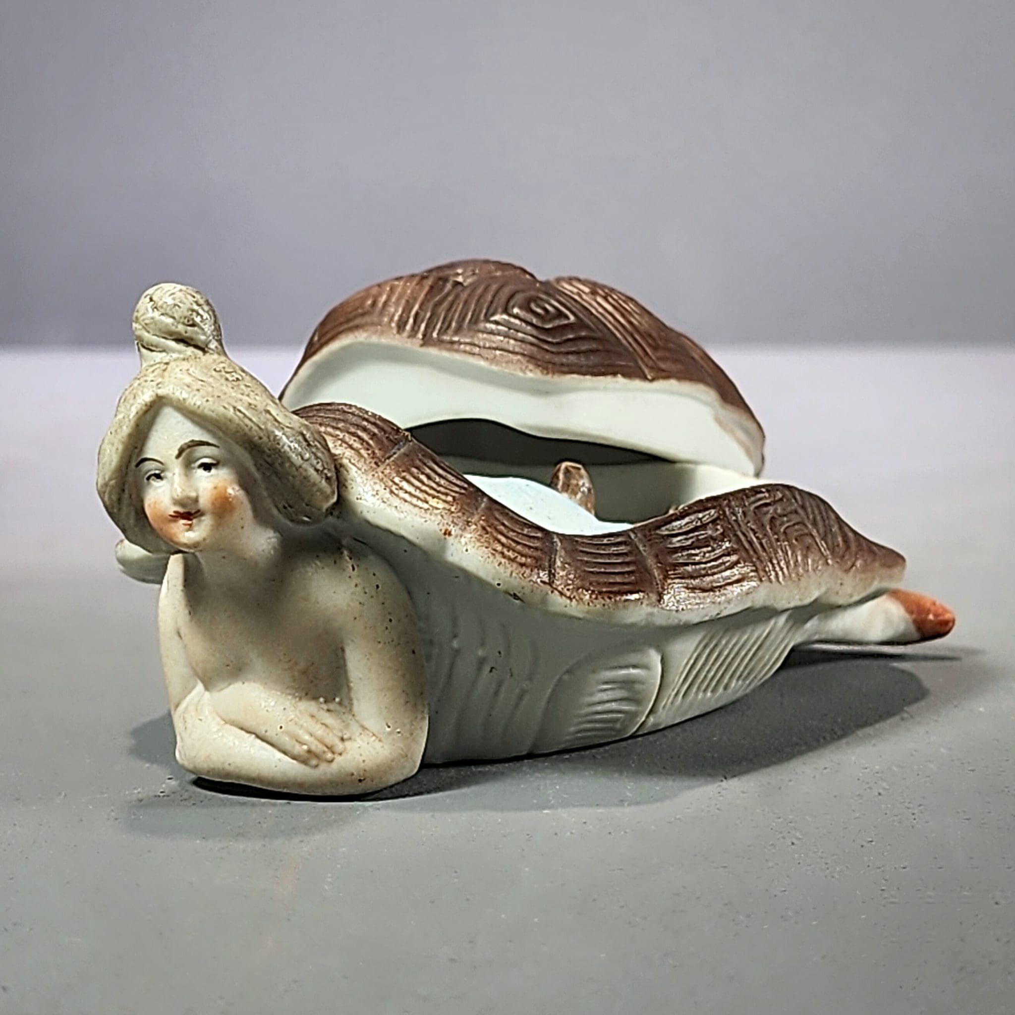Antique Bathing Beauty, German Porcelain Lady in Turtle - Oddities For ...