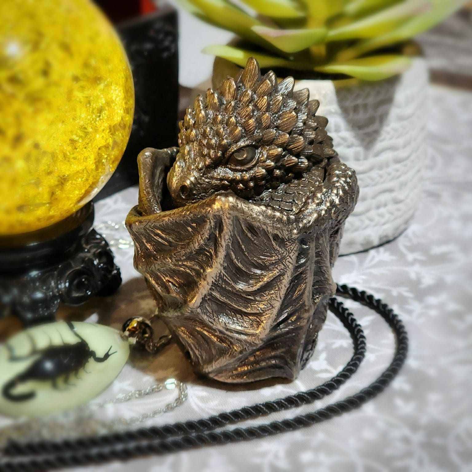 Bronze Dragon Trinket Cup, Dragon Decor - Oddities For Sale has unique