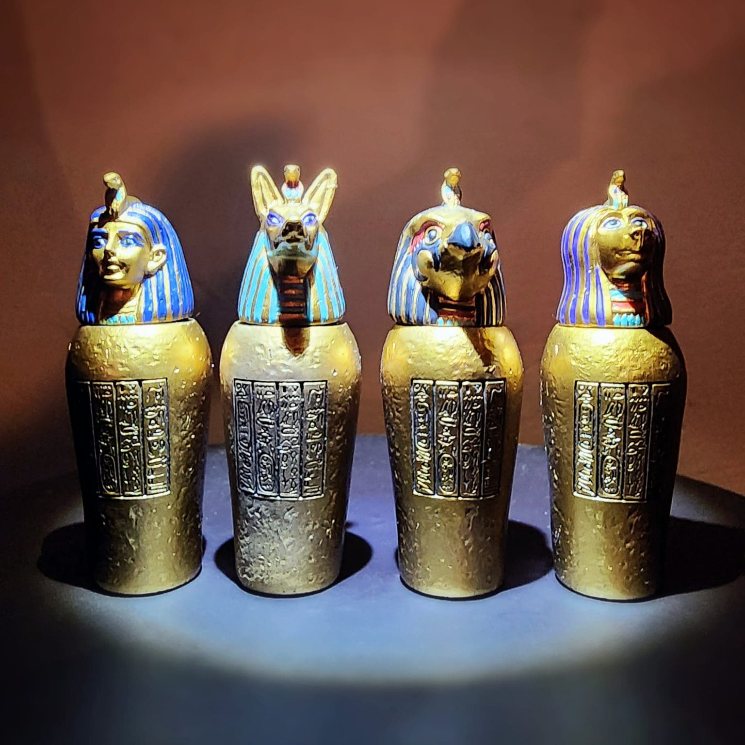 Egyptian Canopic Jar Set, Imsety, Qebehsenuef, Duamutef, Hapy ...