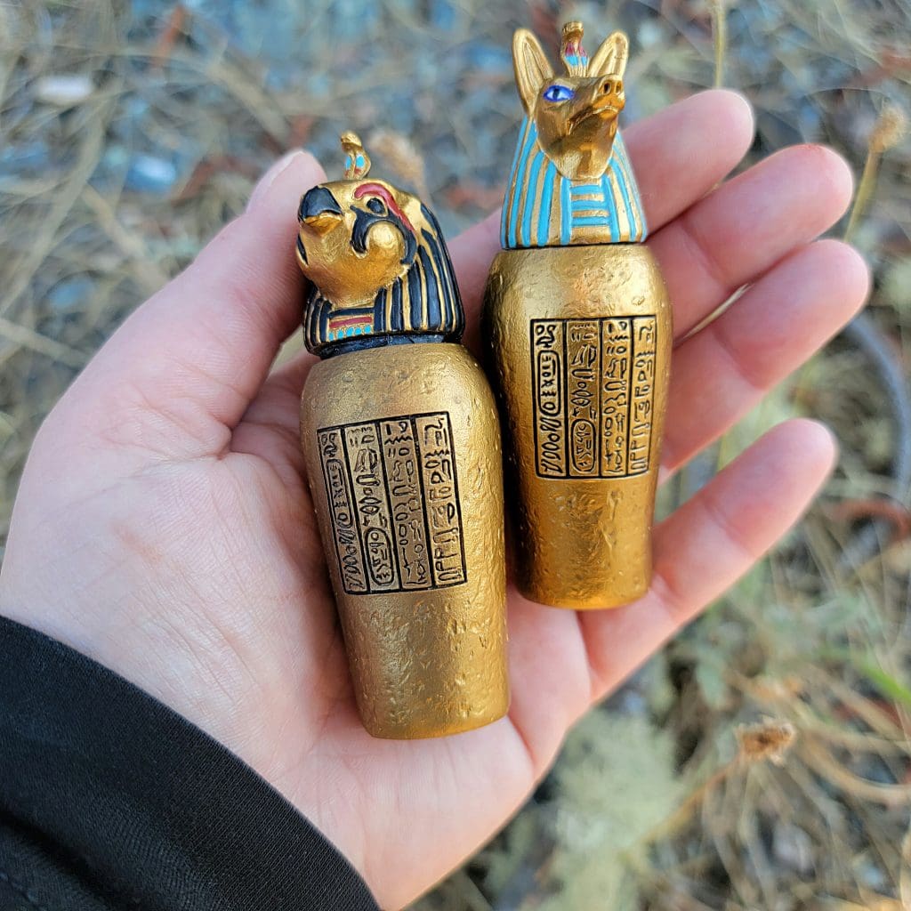 Egyptian Canopic Jar Set, Imsety, Qebehsenuef, Duamutef, Hapy ...