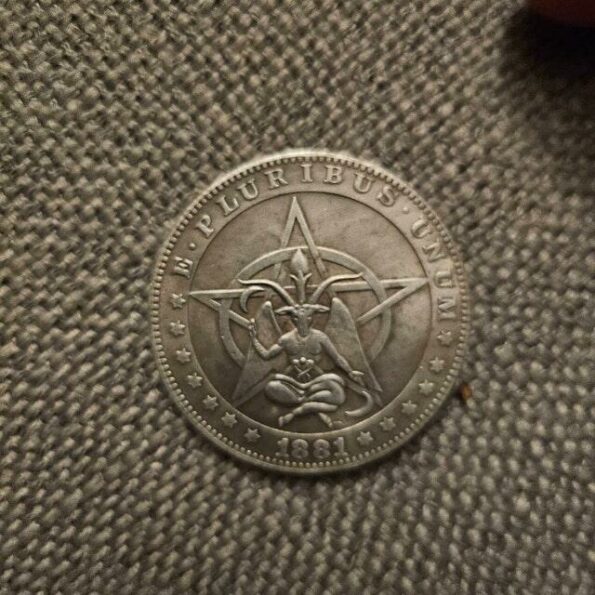 X2 Baphomet Coin, Satanic Coin, Occult Items - Oddities For Sale