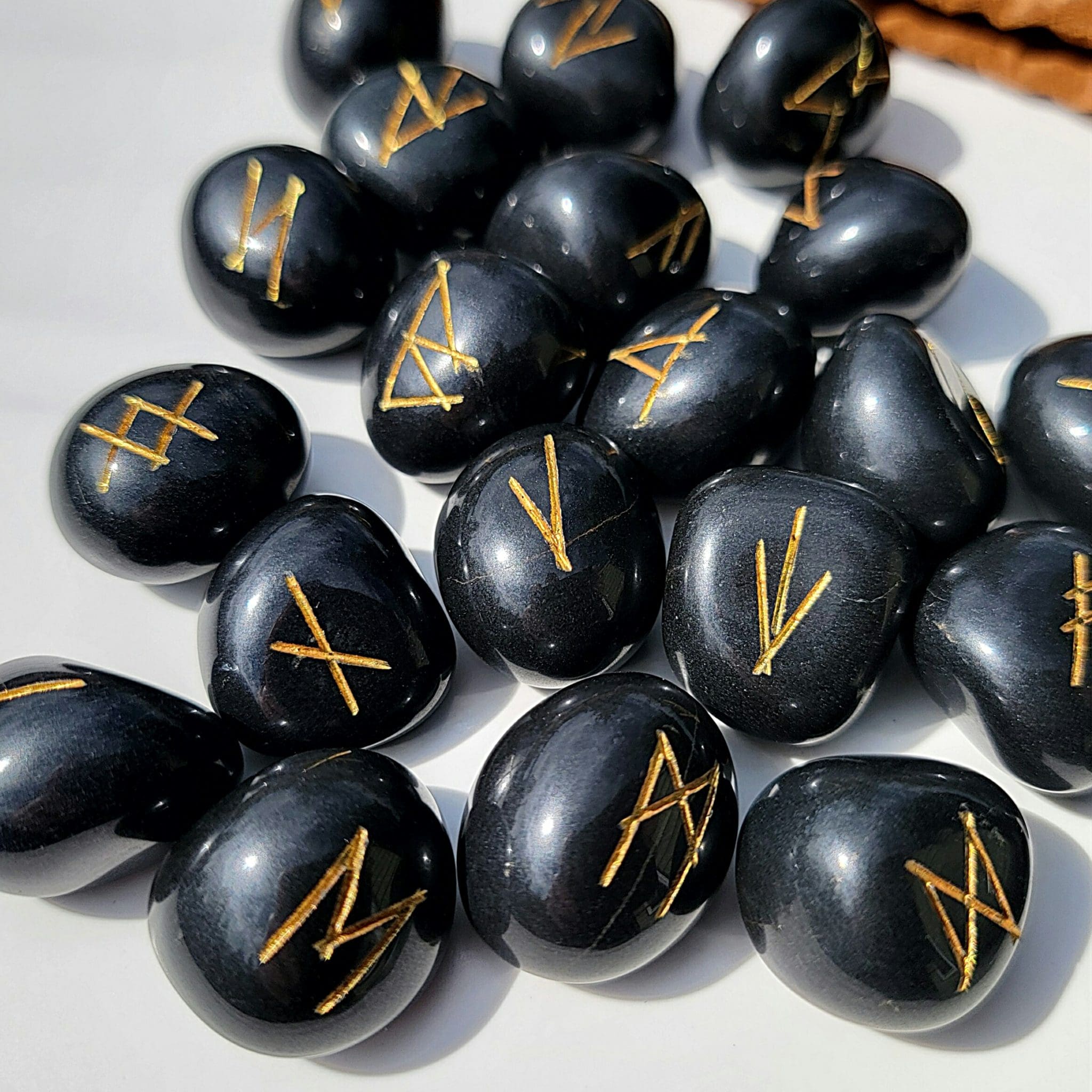 Black Agate Rune Set with Bag, Stone Viking Runes - Oddities For Sale ...