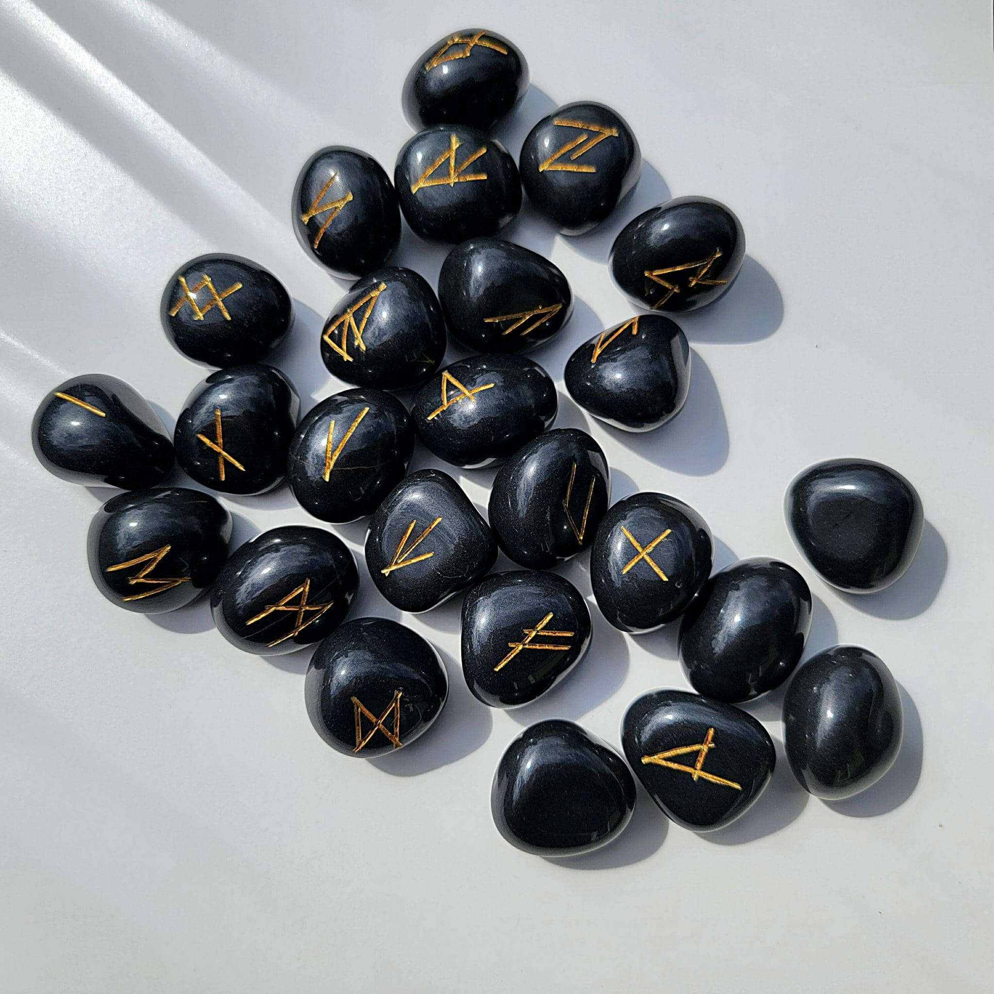 Black Agate Rune Set with Bag, Stone Viking Runes - Oddities For Sale ...