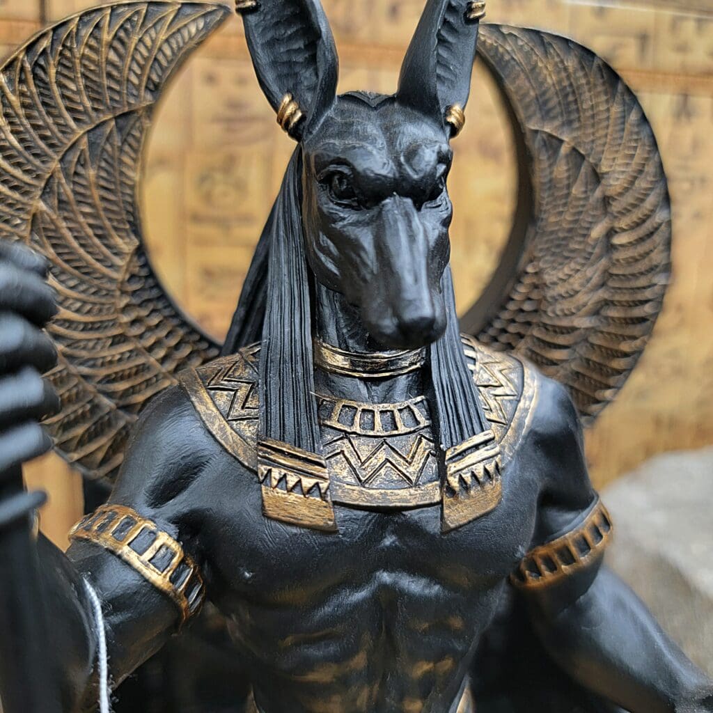 Large Anubis Statue, Black and Gold Egyptian God on Throne - Oddities ...