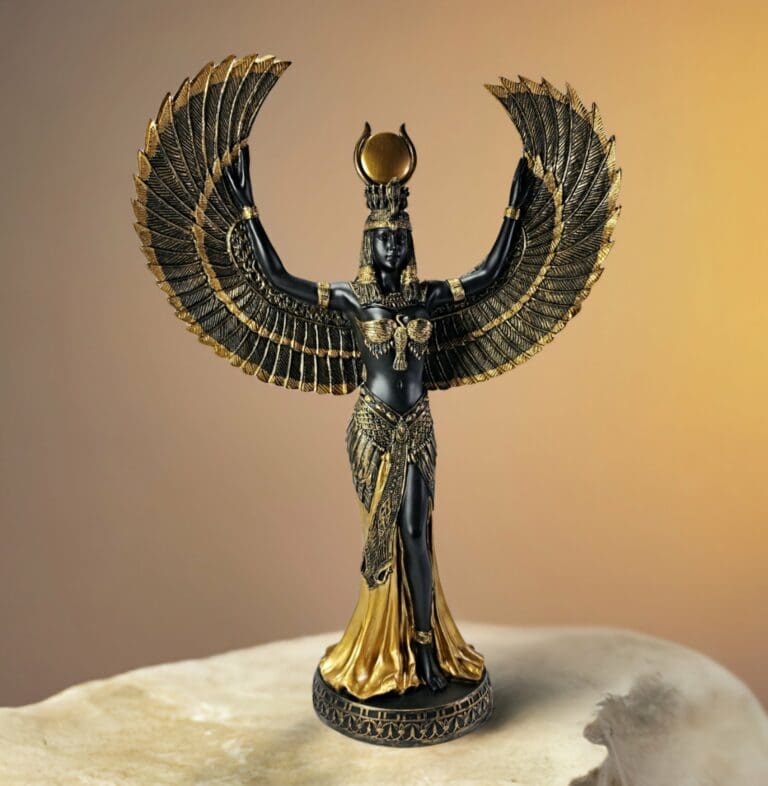 Large Isis Statue, Black and Gold Egyptian Goddess - Oddities For Sale ...