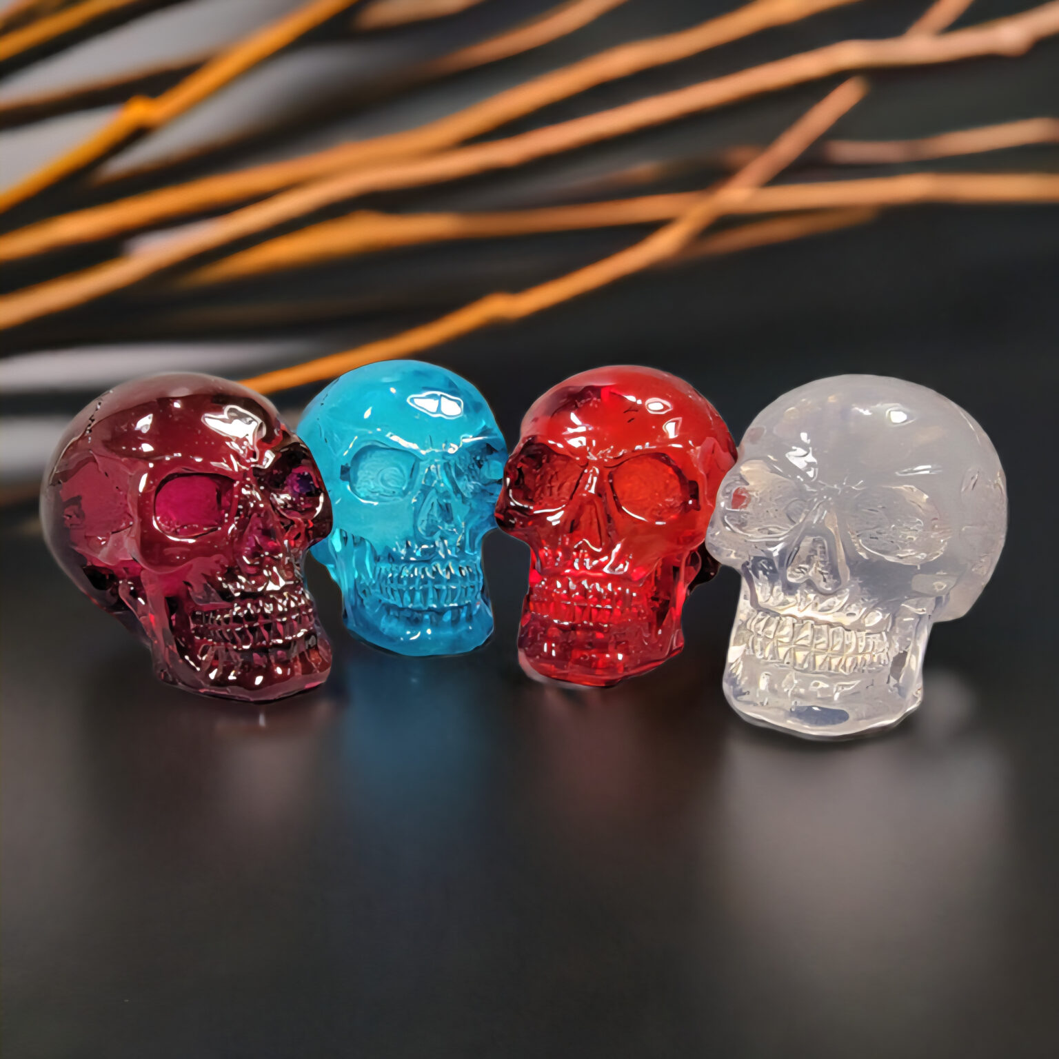 X4 Mini Translucent Resin Skull Set - Oddities For Sale has unique